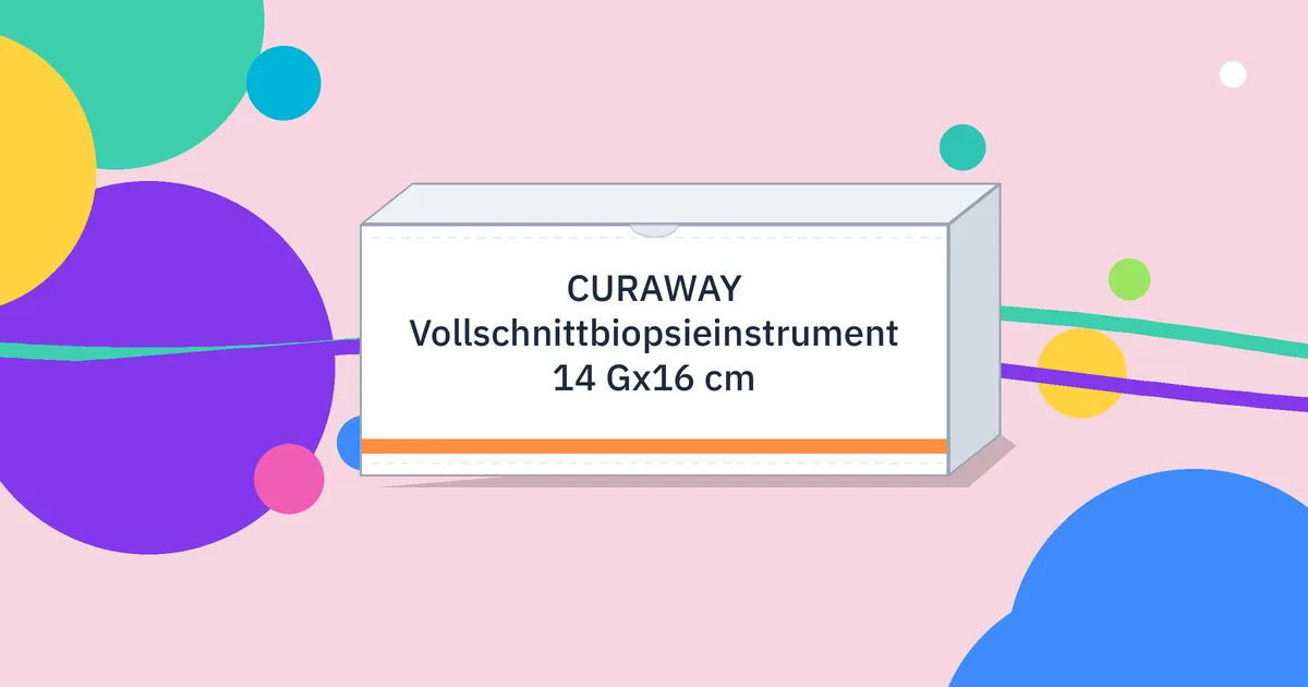 Symbolbild: Packung mit der Aufschrift CURAWAY Vollschnittbiopsieinstrument 14 Gx16 cm (PZN 20030109) – Verfügbarkeit und Bezug in Apotheken in Frankfurt am Main