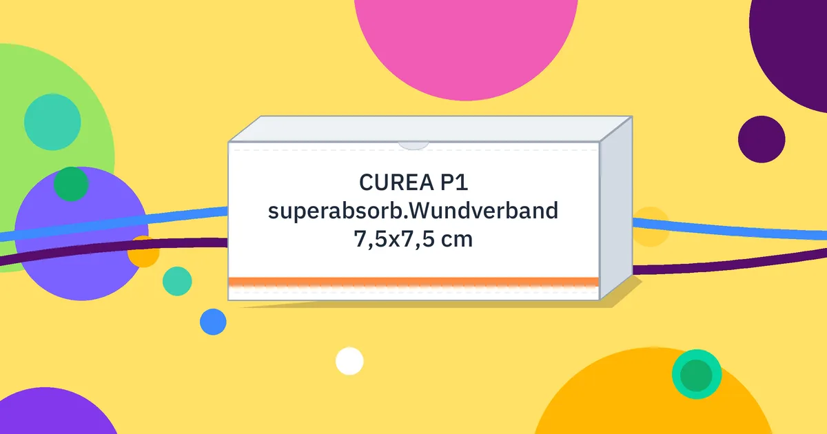 Symbolbild: Packung mit der Aufschrift CUREA P1 superabsorb.Wundverband 7,5x7,5 cm (PZN 11586693) – Verfügbarkeit und Bezug in Apotheken in Frankfurt am Main