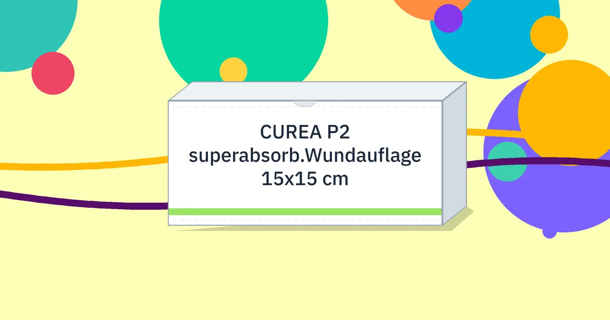 Symbolbild: Packung mit der Aufschrift CUREA P2 superabsorb.Wundauflage 15x15 cm (PZN 10286397) – Verfügbarkeit und Bezug in Apotheken in Frankfurt am Main