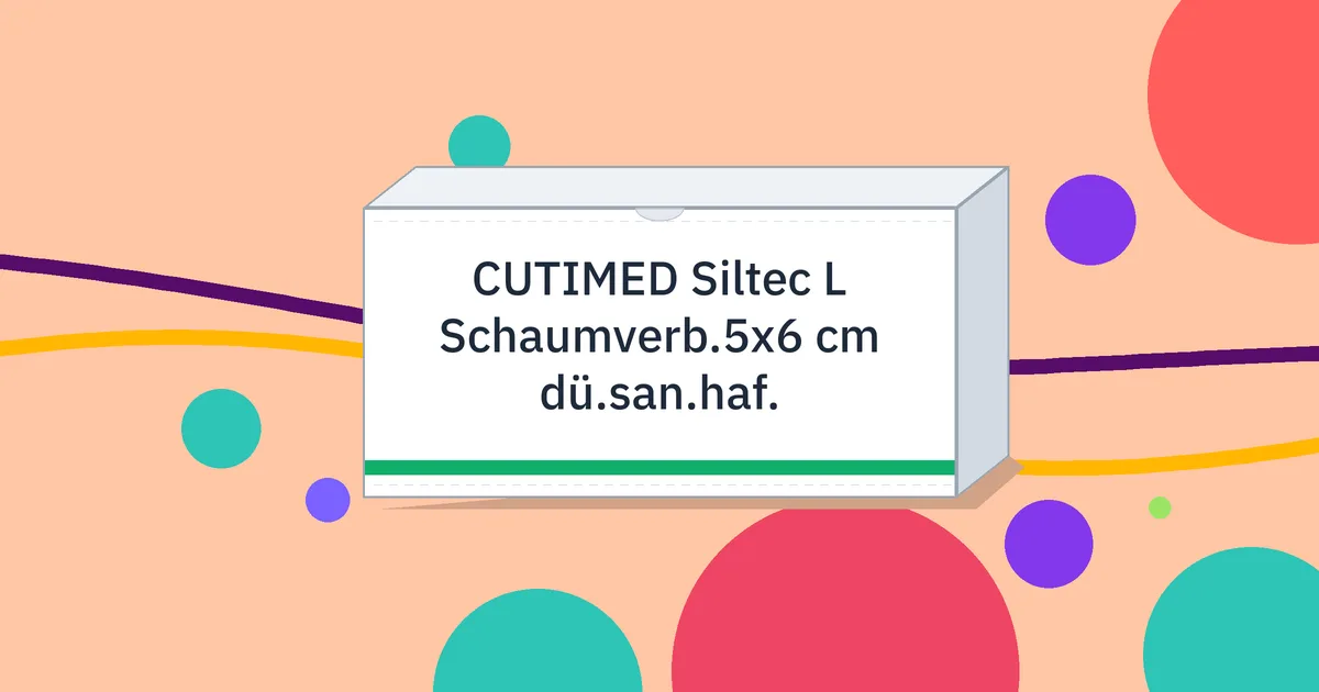 Symbolbild: Packung mit der Aufschrift CUTIMED Siltec L Schaumverb.5x6 cm dü.san.haf. (PZN 07341431) – Verfügbarkeit und Bezug in Apotheken in Frankfurt am Main