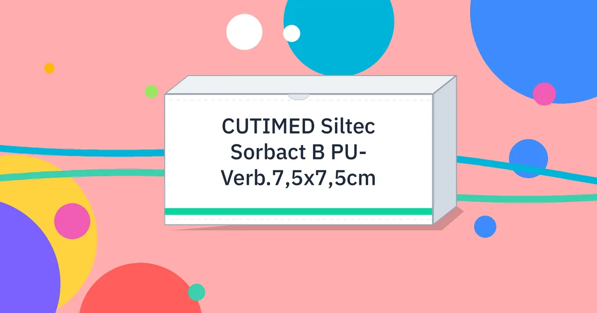 Symbolbild: Packung mit der Aufschrift CUTIMED Siltec Sorbact B PU-Verb.7,5x7,5cm (PZN 07342672) – Verfügbarkeit und Bezug in Apotheken in Frankfurt am Main