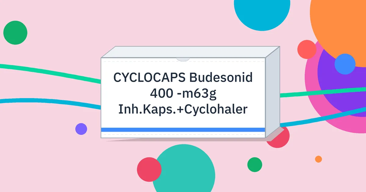 Symbolbild: Packung mit der Aufschrift CYCLOCAPS Budesonid 400 -m63g Inh.Kaps.+Cyclohaler (PZN 00730744) – Verfügbarkeit und Bezug in Apotheken in Frankfurt am Main