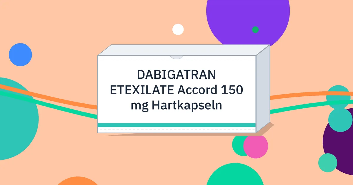 Symbolbild: Packung mit der Aufschrift DABIGATRAN ETEXILATE Accord 150 mg Hartkapseln (PZN 18407498) – Verfügbarkeit und Bezug in Apotheken in Frankfurt am Main