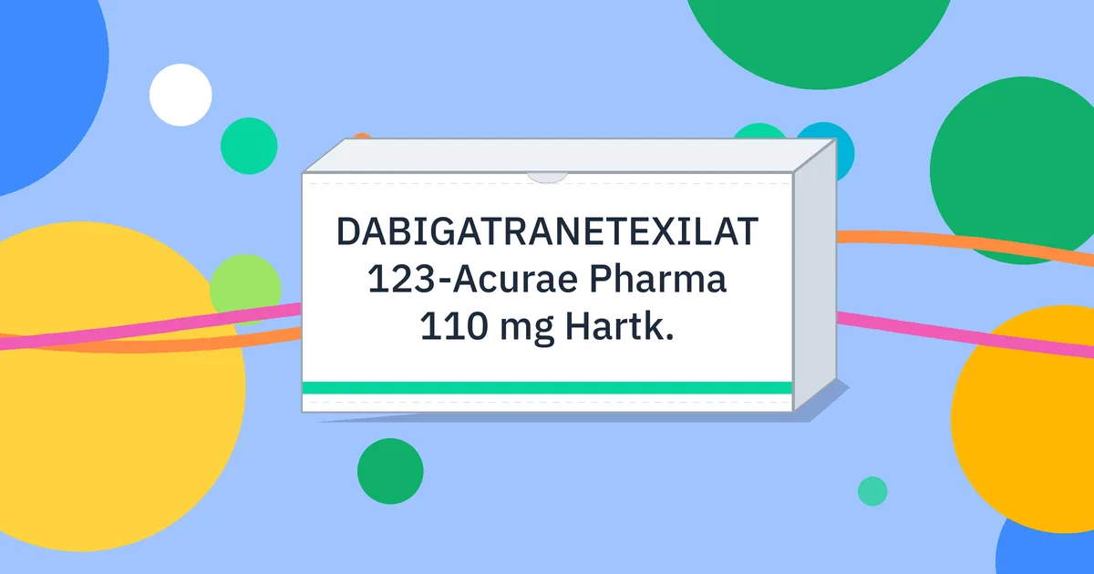 Symbolbild: Packung mit der Aufschrift DABIGATRANETEXILAT 123-Acurae Pharma 110 mg Hartk. (PZN 19135240) – Verfügbarkeit und Bezug in Apotheken in Frankfurt am Main