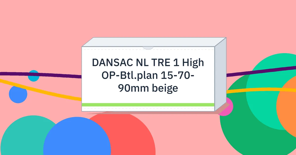 Symbolbild: Packung mit der Aufschrift DANSAC NL TRE 1 High OP-Btl.plan 15-70-90mm beige (PZN 19744795) – Verfügbarkeit und Bezug in Apotheken in Frankfurt am Main