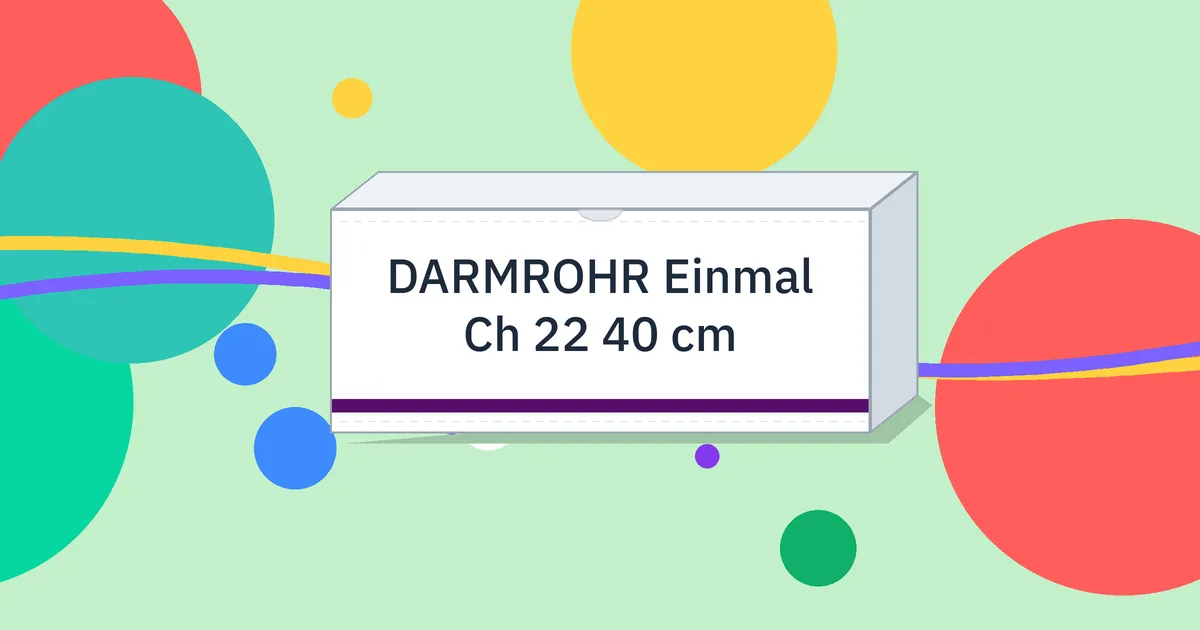 Symbolbild: Packung mit der Aufschrift DARMROHR Einmal Ch 22 40 cm (PZN 00880053) – Verfügbarkeit und Bezug in Apotheken in Frankfurt am Main