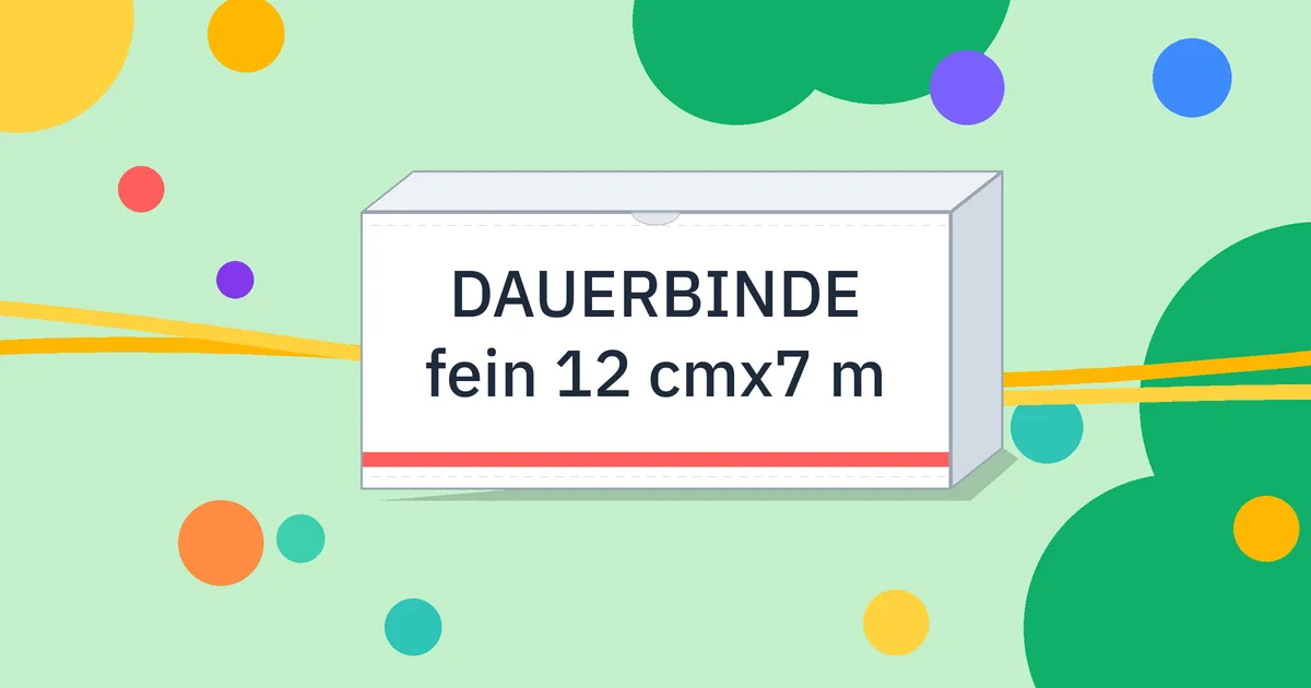 Symbolbild: Packung mit der Aufschrift DAUERBINDE fein 12 cmx7 m (PZN 12592276) – Verfügbarkeit und Bezug in Apotheken in Frankfurt am Main