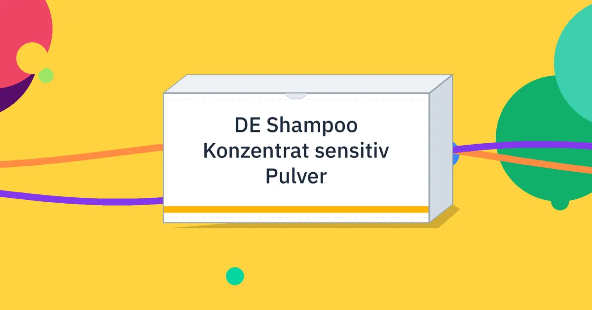 Symbolbild: Packung mit der Aufschrift DE Shampoo Konzentrat sensitiv Pulver (PZN 17929740) – Verfügbarkeit und Bezug in Apotheken in Frankfurt am Main