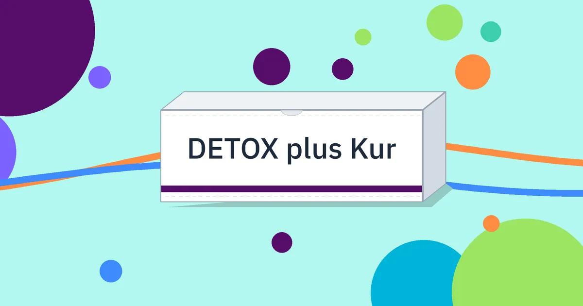 Symbolbild: Packung mit der Aufschrift DETOX plus Kur (PZN 12511680) – Verfügbarkeit und Bezug in Apotheken in Frankfurt am Main
