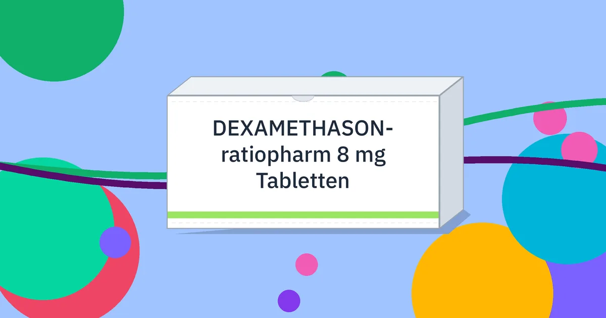 Symbolbild: Packung mit der Aufschrift DEXAMETHASON-ratiopharm 8 mg Tabletten (PZN 02214691) – Verfügbarkeit und Bezug in Apotheken in Frankfurt am Main
