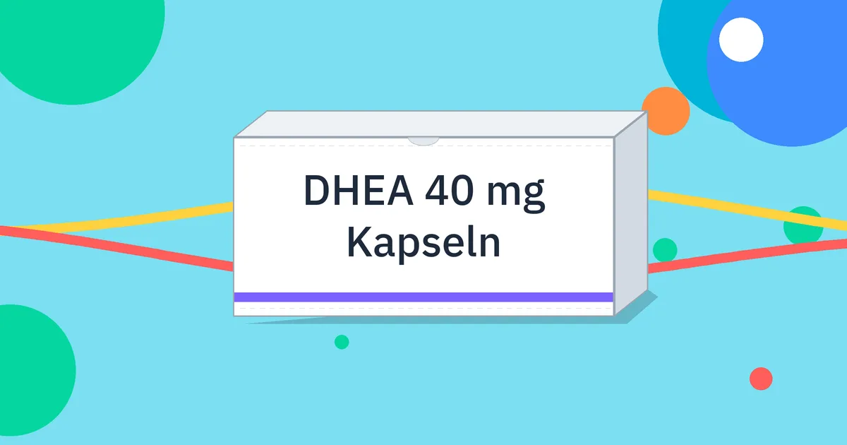 Symbolbild: Packung mit der Aufschrift DHEA 40 mg Kapseln (PZN 18682750) – Verfügbarkeit und Bezug in Apotheken in Frankfurt am Main