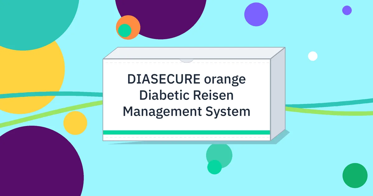 Symbolbild: Packung mit der Aufschrift DIASECURE orange Diabetic Reisen Management System (PZN 10301903) – Verfügbarkeit und Bezug in Apotheken in Frankfurt am Main