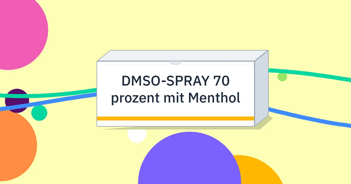 Symbolbild: Packung mit der Aufschrift DMSO-SPRAY 70 prozent mit Menthol (PZN 17205137) – Verfügbarkeit und Bezug in Apotheken in Frankfurt am Main