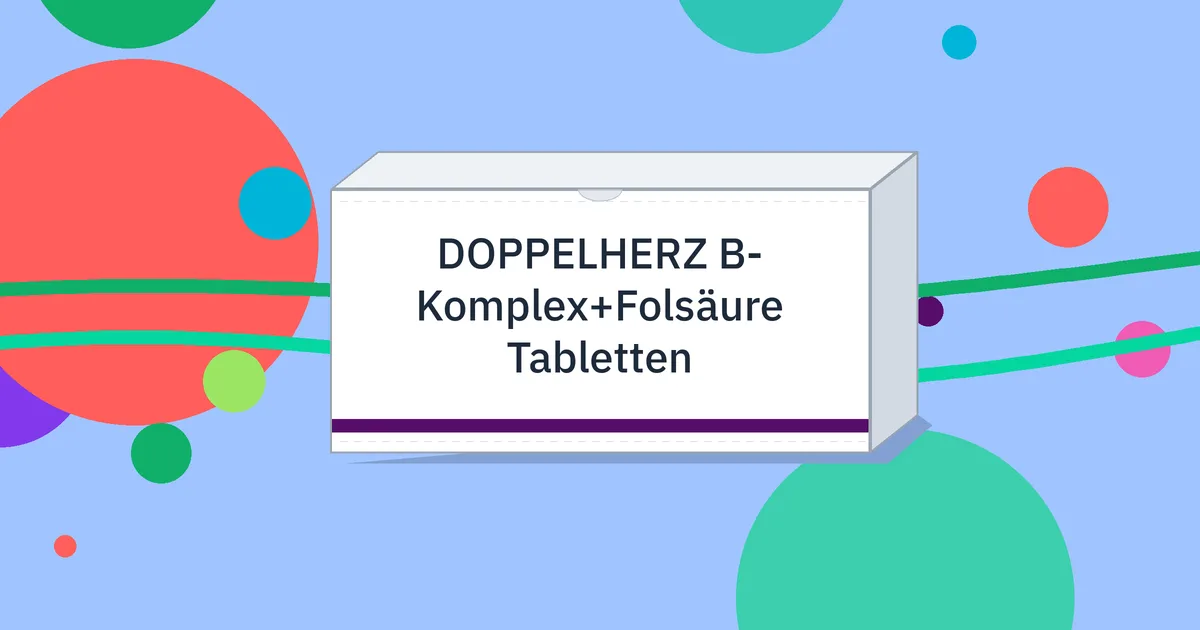 Symbolbild: Packung mit der Aufschrift DOPPELHERZ B-Komplex+Folsäure Tabletten (PZN 07189437) – Verfügbarkeit und Bezug in Apotheken in Frankfurt am Main