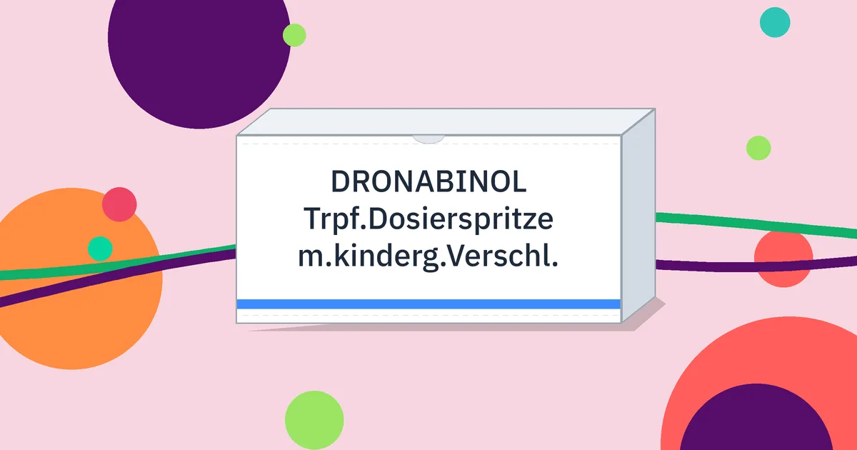 Symbolbild: Packung mit der Aufschrift DRONABINOL Trpf.Dosierspritze m.kinderg.Verschl. (PZN 15257259) – Verfügbarkeit und Bezug in Apotheken in Frankfurt am Main