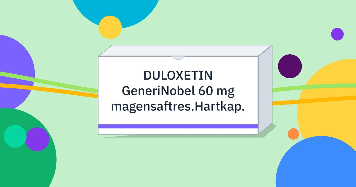 Symbolbild: Packung mit der Aufschrift DULOXETIN GeneriNobel 60 mg magensaftres.Hartkap. (PZN 18785817) – Verfügbarkeit und Bezug in Apotheken in Frankfurt am Main