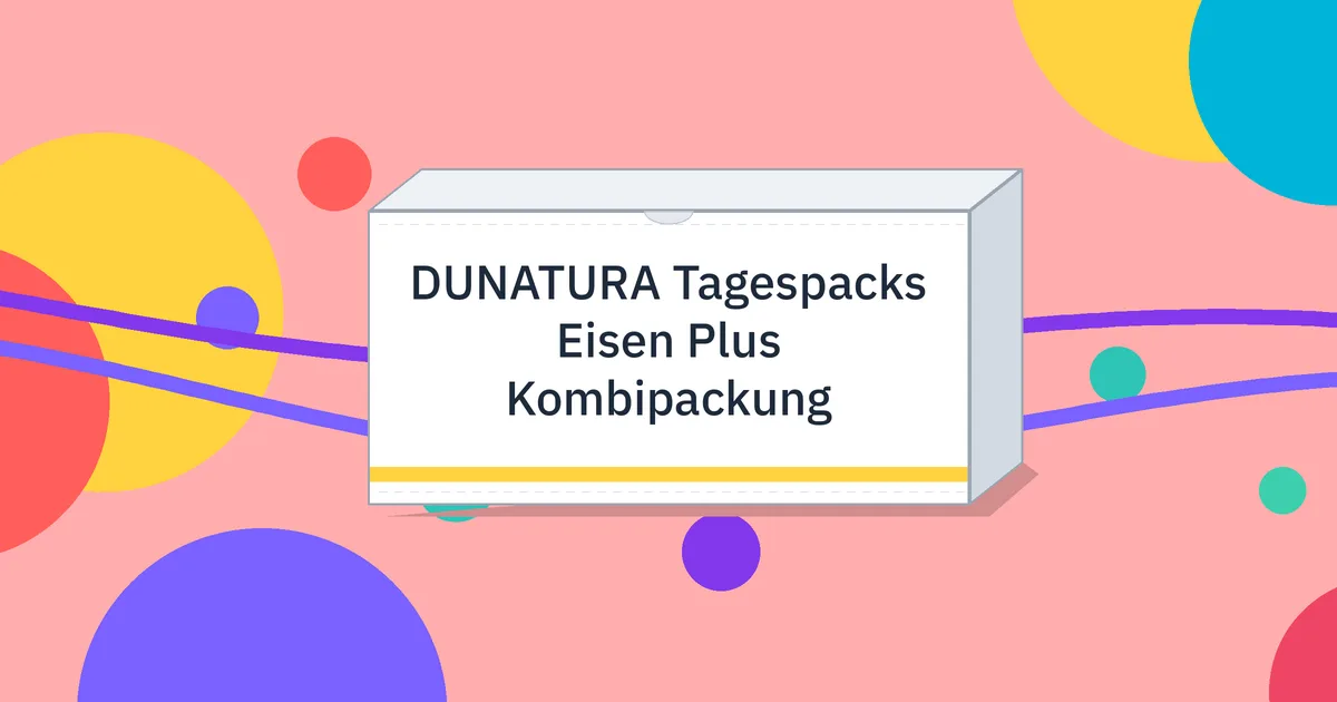 Symbolbild: Packung mit der Aufschrift DUNATURA Tagespacks Eisen Plus Kombipackung (PZN 18363683) – Verfügbarkeit und Bezug in Apotheken in Frankfurt am Main