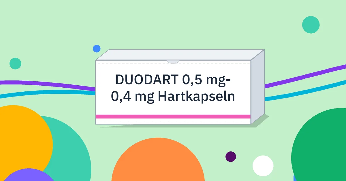Symbolbild: Packung mit der Aufschrift DUODART 0,5 mg-0,4 mg Hartkapseln (PZN 17975591) – Verfügbarkeit und Bezug in Apotheken in Frankfurt am Main