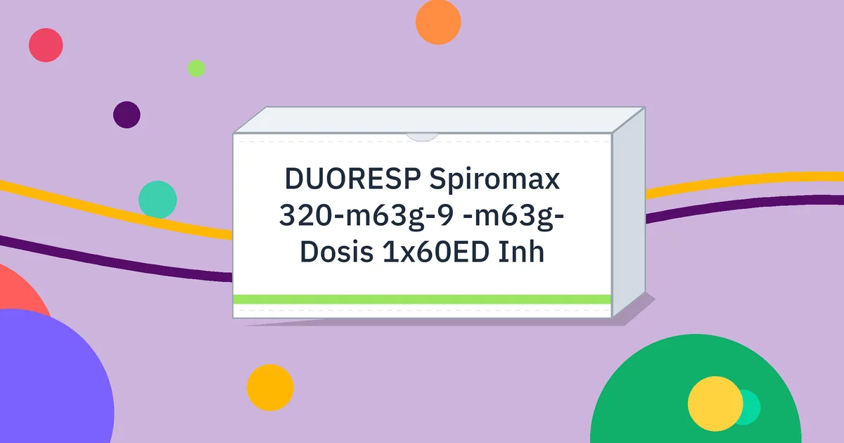 Symbolbild: Packung mit der Aufschrift DUORESP Spiromax 320-m63g-9 -m63g-Dosis 1x60ED Inh (PZN 11112469) – Verfügbarkeit und Bezug in Apotheken in Frankfurt am Main