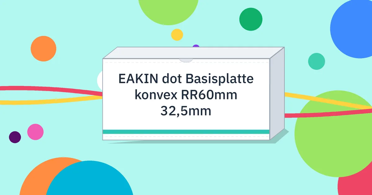 Symbolbild: Packung mit der Aufschrift EAKIN dot Basisplatte konvex RR60mm 32,5mm (PZN 15608954) – Verfügbarkeit und Bezug in Apotheken in Frankfurt am Main
