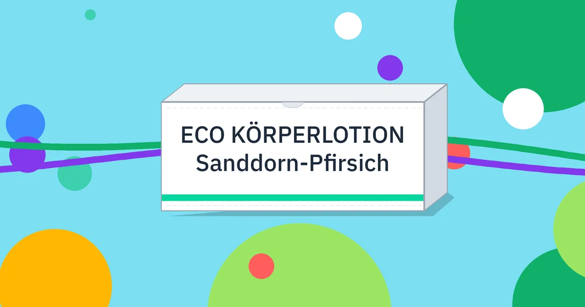 Symbolbild: Packung mit der Aufschrift ECO KÖRPERLOTION Sanddorn-Pfirsich (PZN 12568467) – Verfügbarkeit und Bezug in Apotheken in Frankfurt am Main