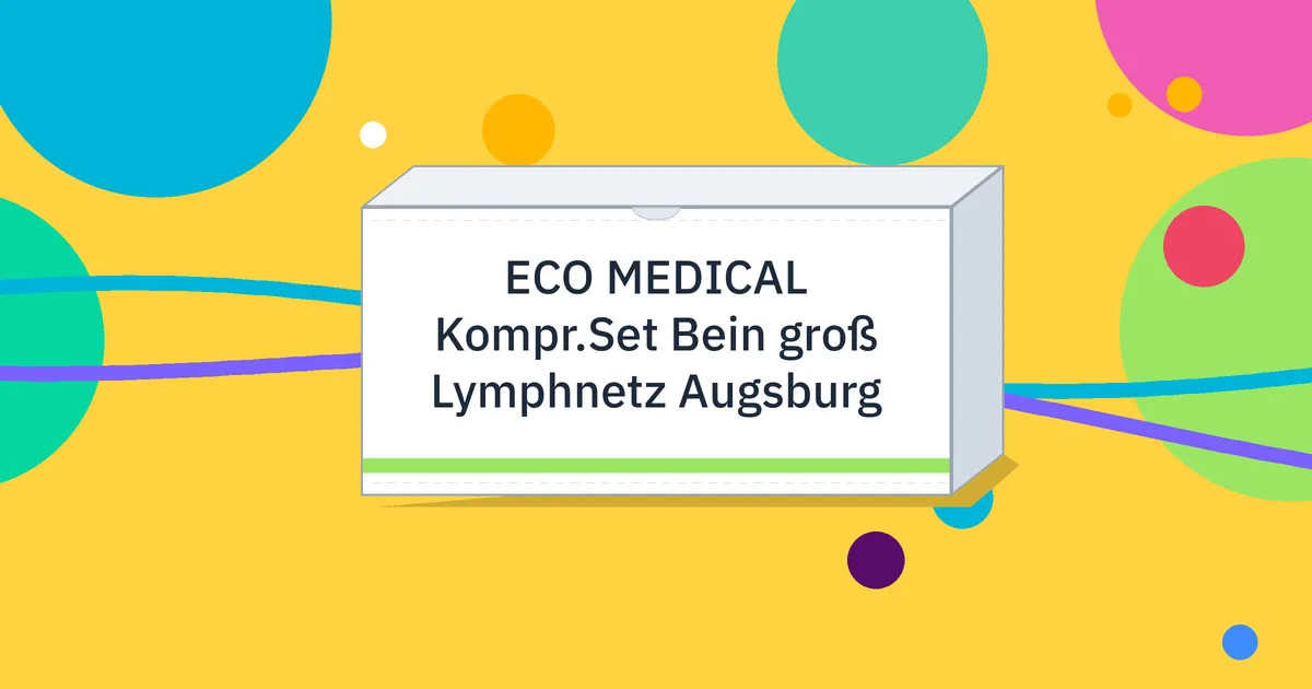 Symbolbild: Packung mit der Aufschrift ECO MEDICAL Kompr.Set Bein groß Lymphnetz Augsburg (PZN 16262110) – Verfügbarkeit und Bezug in Apotheken in Frankfurt am Main