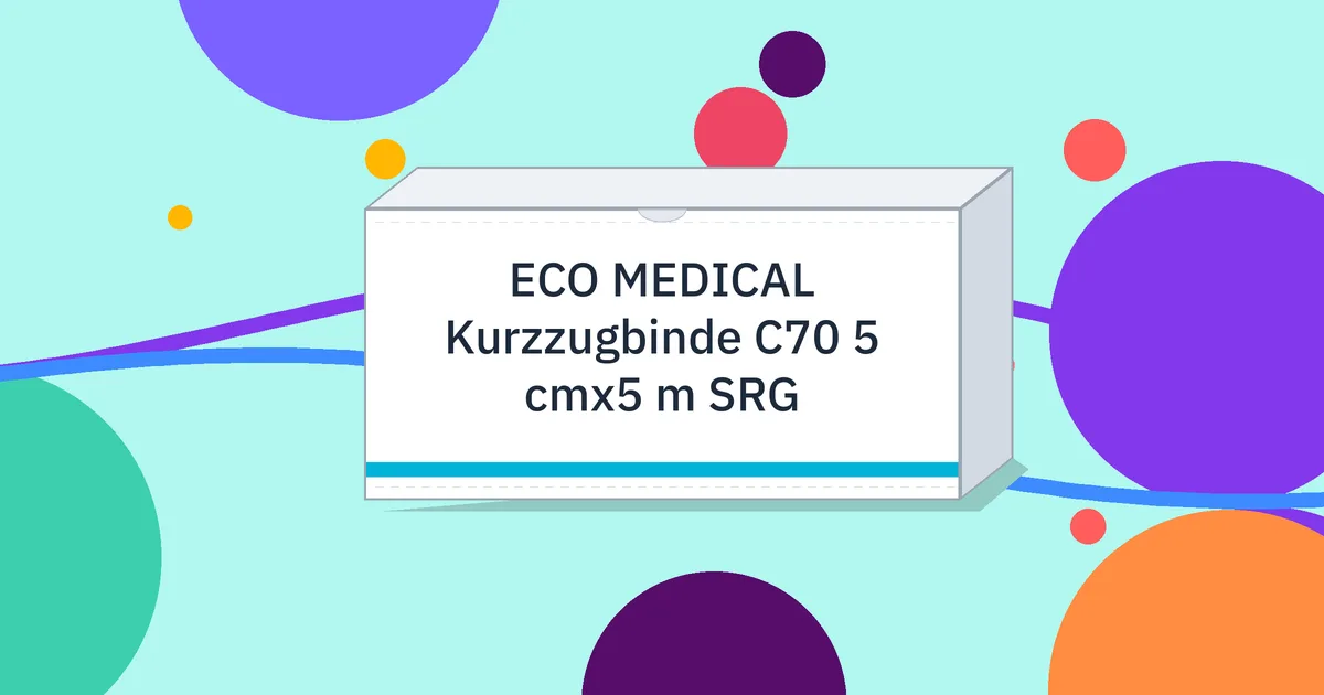 Symbolbild: Packung mit der Aufschrift ECO MEDICAL Kurzzugbinde C70 5 cmx5 m SRG (PZN 11861834) – Verfügbarkeit und Bezug in Apotheken in Frankfurt am Main