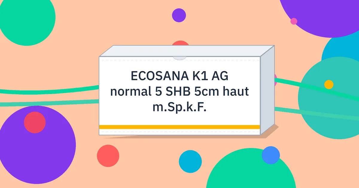 Symbolbild: Packung mit der Aufschrift ECOSANA K1 AG normal 5 SHB 5cm haut m.Sp.k.F. (PZN 04729293) – Verfügbarkeit und Bezug in Apotheken in Frankfurt am Main