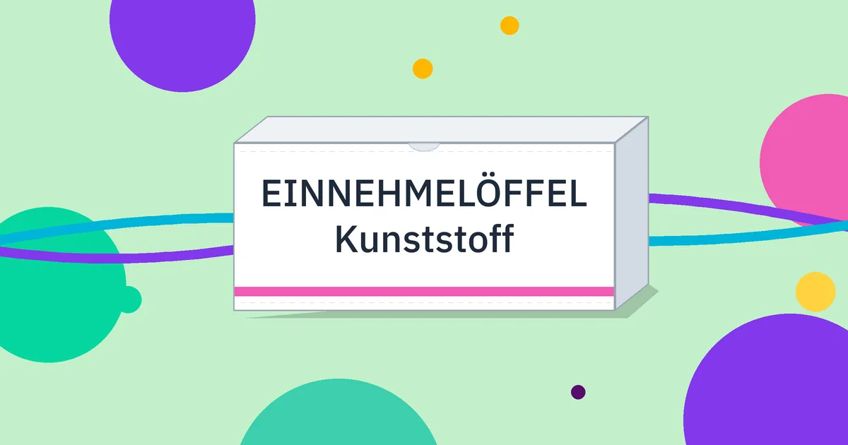 Symbolbild: Packung mit der Aufschrift EINNEHMELÖFFEL Kunststoff (PZN 02741309) – Verfügbarkeit und Bezug in Apotheken in Frankfurt am Main