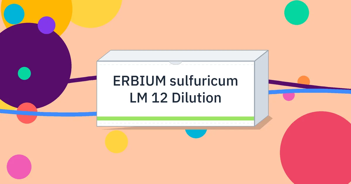 Symbolbild: Packung mit der Aufschrift ERBIUM sulfuricum LM 12 Dilution (PZN 13473906) – Verfügbarkeit und Bezug in Apotheken in Frankfurt am Main