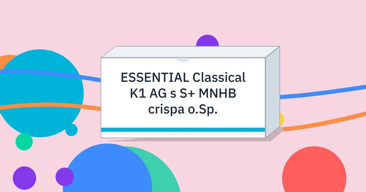 Symbolbild: Packung mit der Aufschrift ESSENTIAL Classical K1 AG s S+ MNHB crispa o.Sp. (PZN 19320799) – Verfügbarkeit und Bezug in Apotheken in Frankfurt am Main