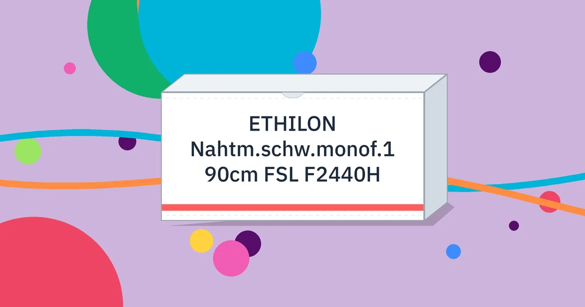 Symbolbild: Packung mit der Aufschrift ETHILON Nahtm.schw.monof.1 90cm FSL F2440H (PZN 16251023) – Verfügbarkeit und Bezug in Apotheken in Frankfurt am Main