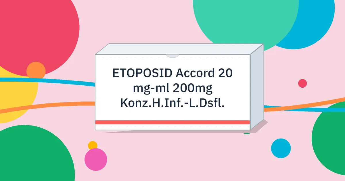 Symbolbild: Packung mit der Aufschrift ETOPOSID Accord 20 mg-ml 200mg Konz.H.Inf.-L.Dsfl. (PZN 11179195) – Verfügbarkeit und Bezug in Apotheken in Frankfurt am Main