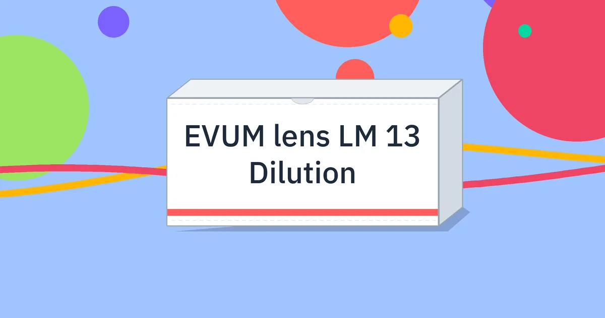 Symbolbild: Packung mit der Aufschrift EVUM lens LM 13 Dilution (PZN 13485111) – Verfügbarkeit und Bezug in Apotheken in Frankfurt am Main