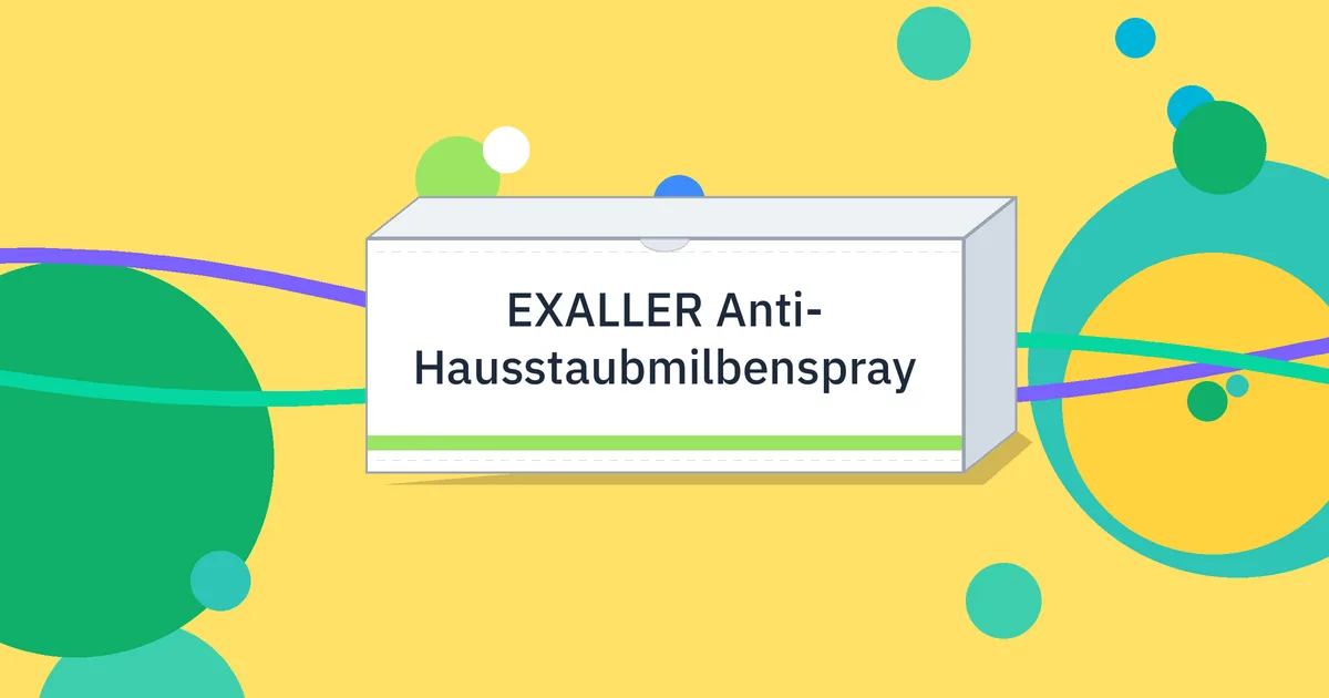 Symbolbild: Packung mit der Aufschrift EXALLER Anti-Hausstaubmilbenspray (PZN 19104392) – Verfügbarkeit und Bezug in Apotheken in Frankfurt am Main
