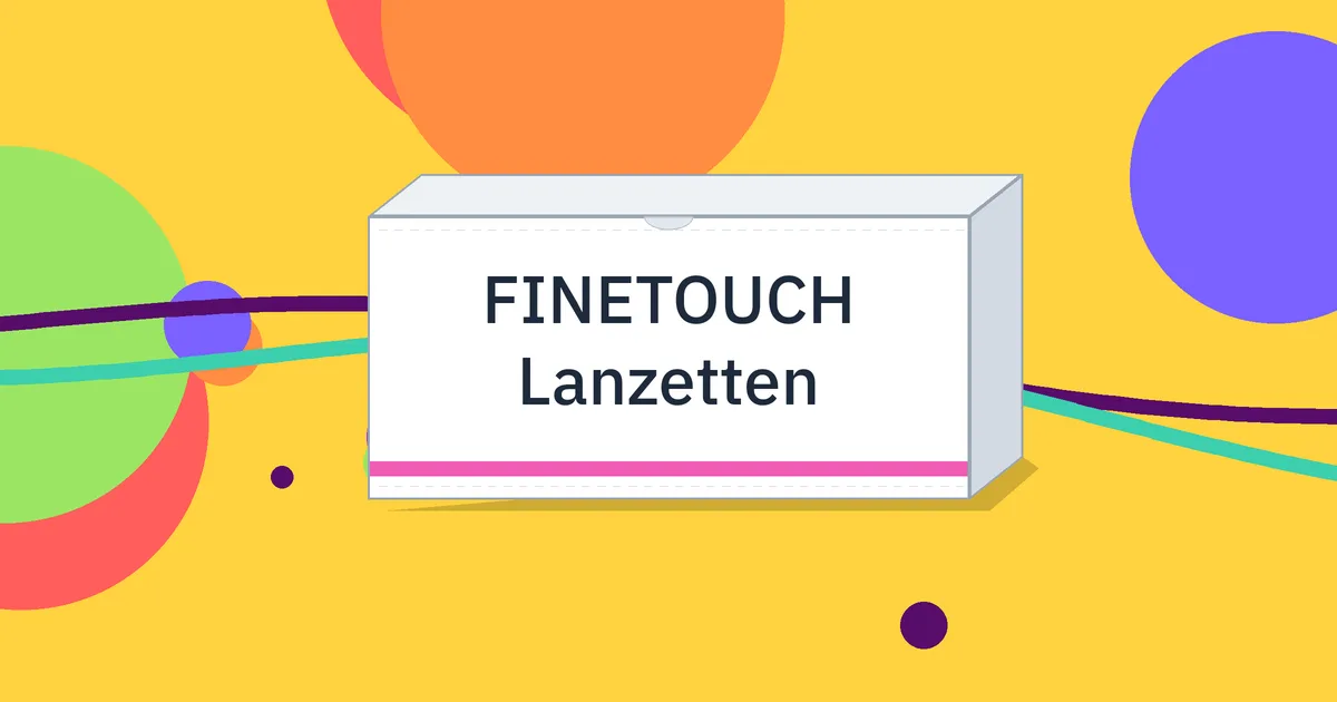 Symbolbild: Packung mit der Aufschrift FINETOUCH Lanzetten (PZN 07558395) – Verfügbarkeit und Bezug in Apotheken in Frankfurt am Main