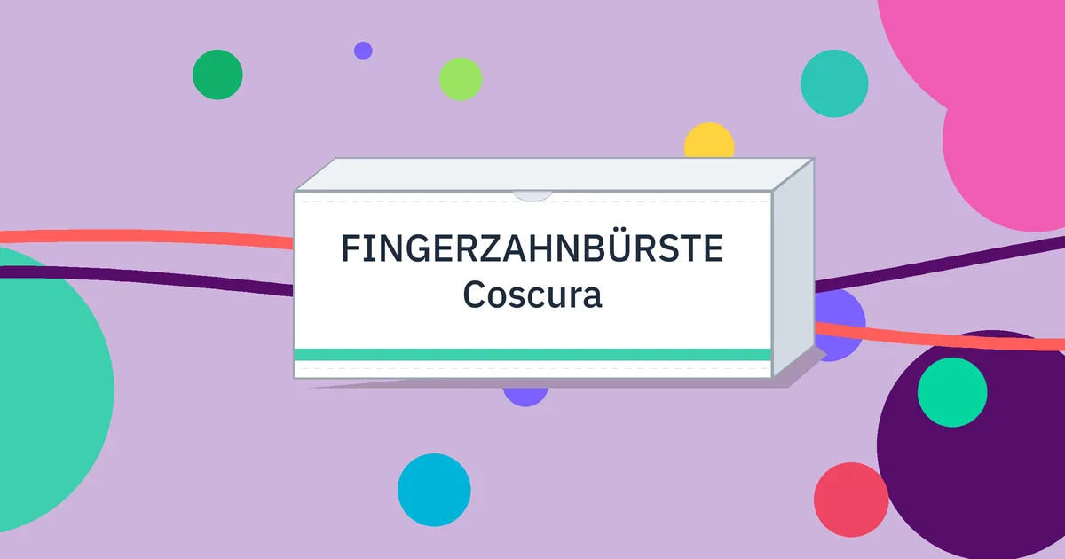 Symbolbild: Packung mit der Aufschrift FINGERZAHNBÜRSTE Coscura (PZN 05516174) – Verfügbarkeit und Bezug in Apotheken in Frankfurt am Main