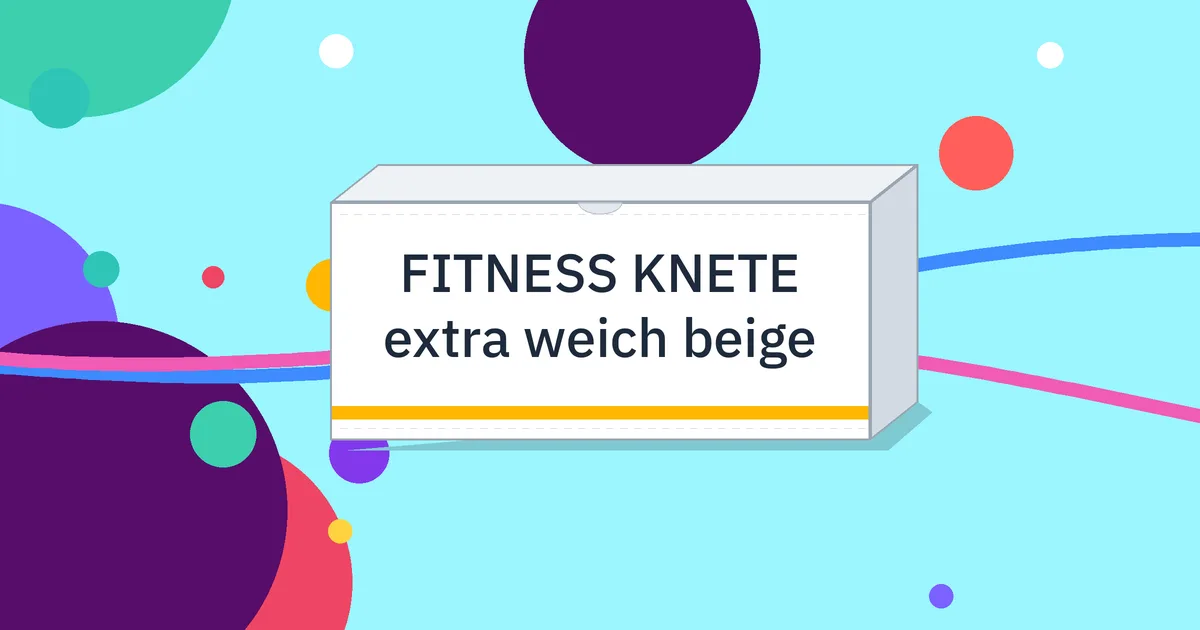 Symbolbild: Packung mit der Aufschrift FITNESS KNETE extra weich beige (PZN 16349549) – Verfügbarkeit und Bezug in Apotheken in Frankfurt am Main
