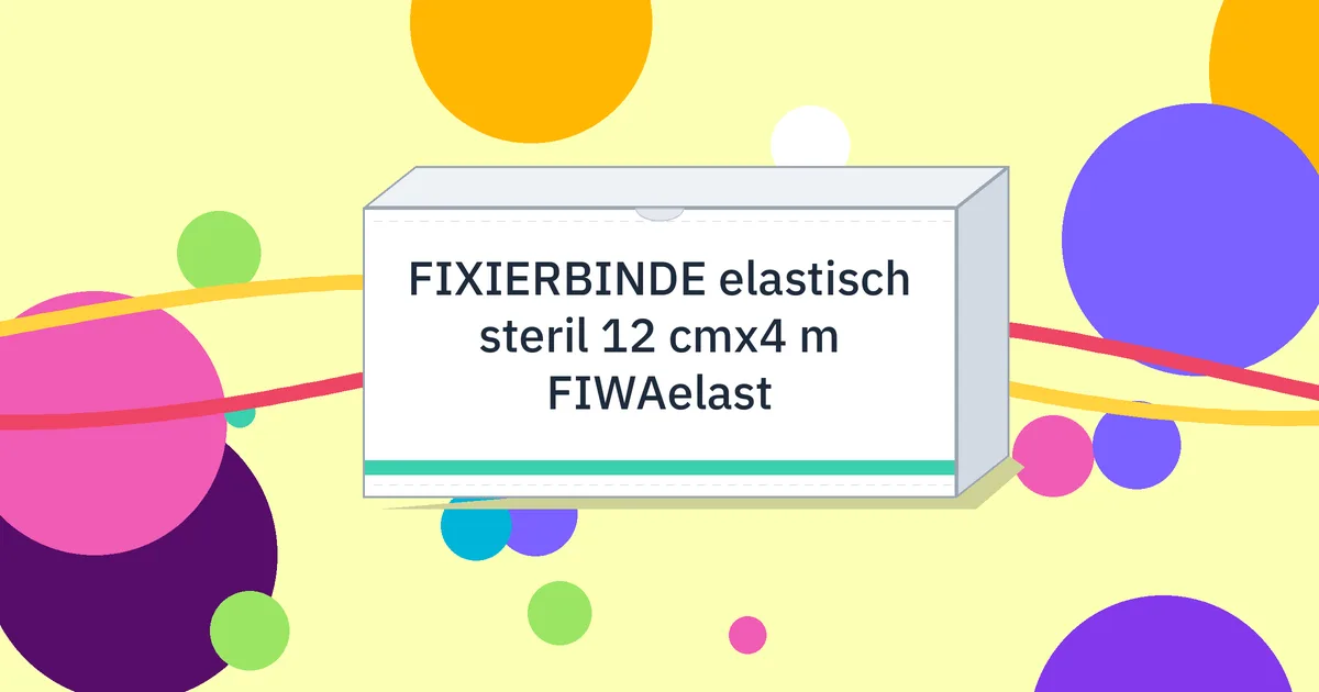 Symbolbild: Packung mit der Aufschrift FIXIERBINDE elastisch steril 12 cmx4 m FIWAelast (PZN 11860214) – Verfügbarkeit und Bezug in Apotheken in Frankfurt am Main