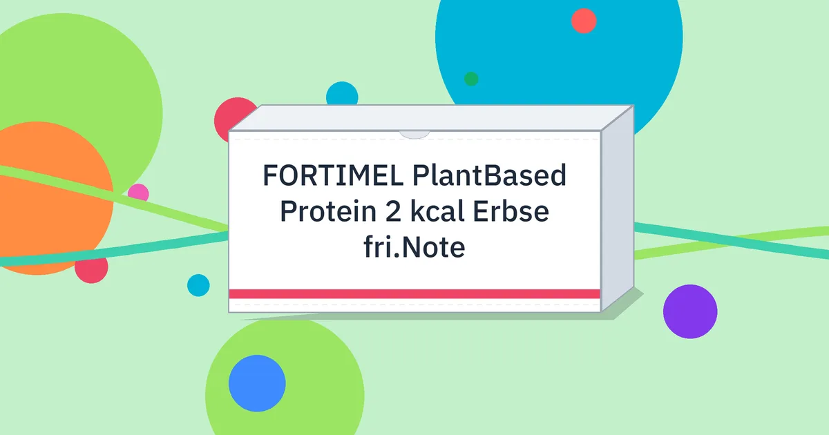 Symbolbild: Packung mit der Aufschrift FORTIMEL PlantBased Protein 2 kcal Erbse fri.Note (PZN 19450243) – Verfügbarkeit und Bezug in Apotheken in Frankfurt am Main