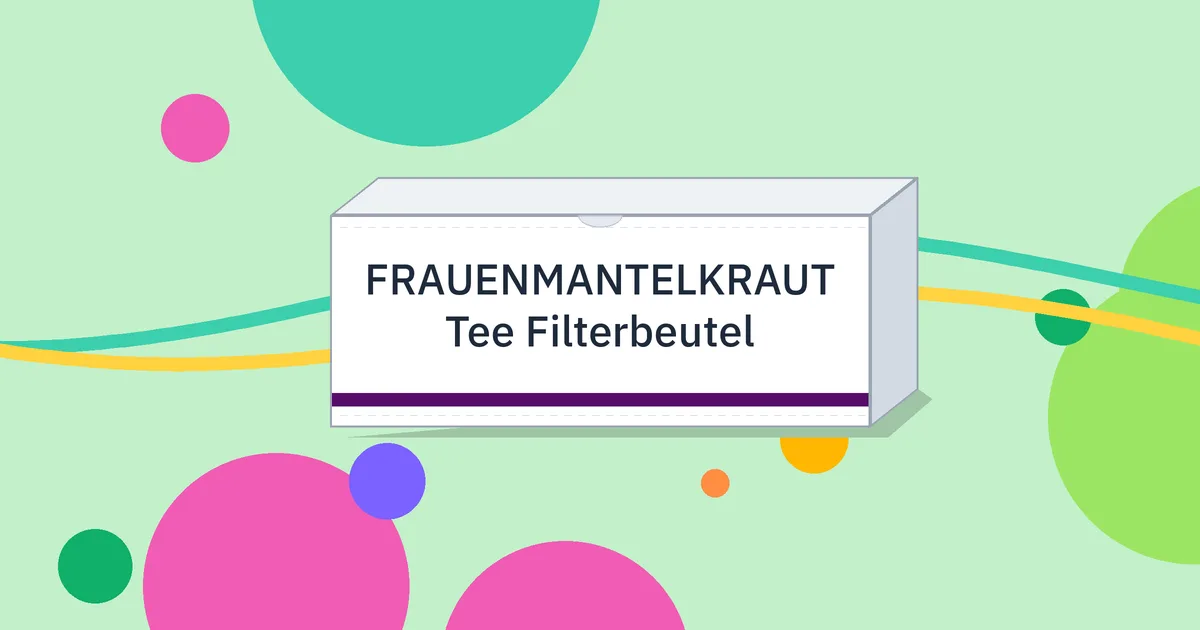 Symbolbild: Packung mit der Aufschrift FRAUENMANTELKRAUT Tee Filterbeutel (PZN 08542309) – Verfügbarkeit und Bezug in Apotheken in Frankfurt am Main