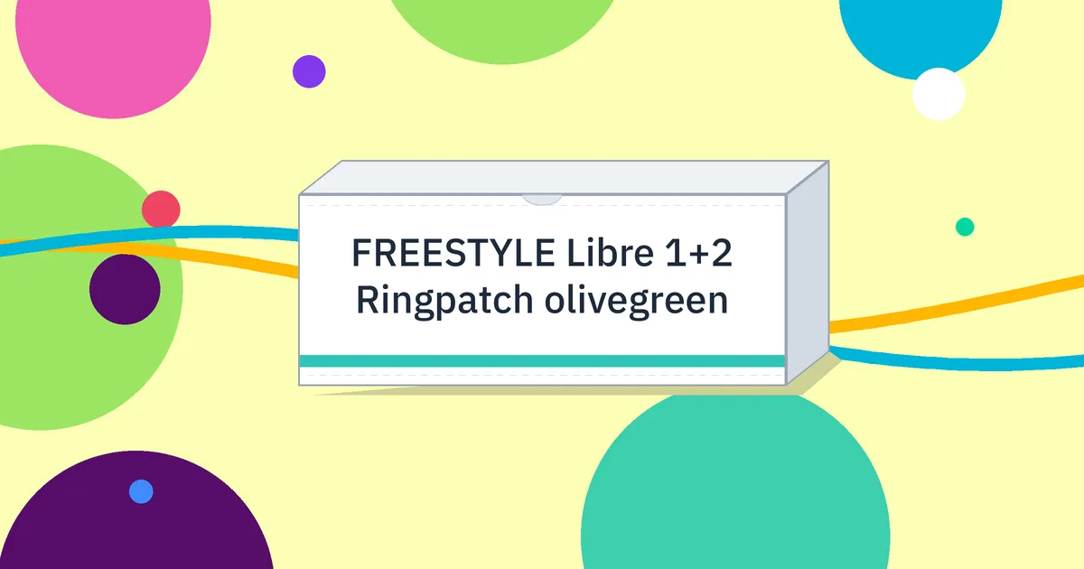 Symbolbild: Packung mit der Aufschrift FREESTYLE Libre 1+2 Ringpatch olivegreen (PZN 19868445) – Verfügbarkeit und Bezug in Apotheken in Frankfurt am Main