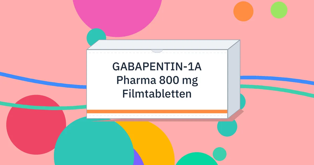 Symbolbild: Packung mit der Aufschrift GABAPENTIN-1A Pharma 800 mg Filmtabletten (PZN 01602729) – Verfügbarkeit und Bezug in Apotheken in Frankfurt am Main