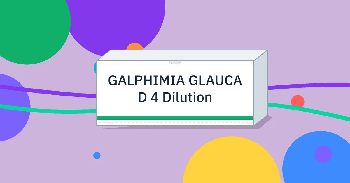 Symbolbild: Packung mit der Aufschrift GALPHIMIA GLAUCA D 4 Dilution (PZN 02114653) – Verfügbarkeit und Bezug in Apotheken in Frankfurt am Main