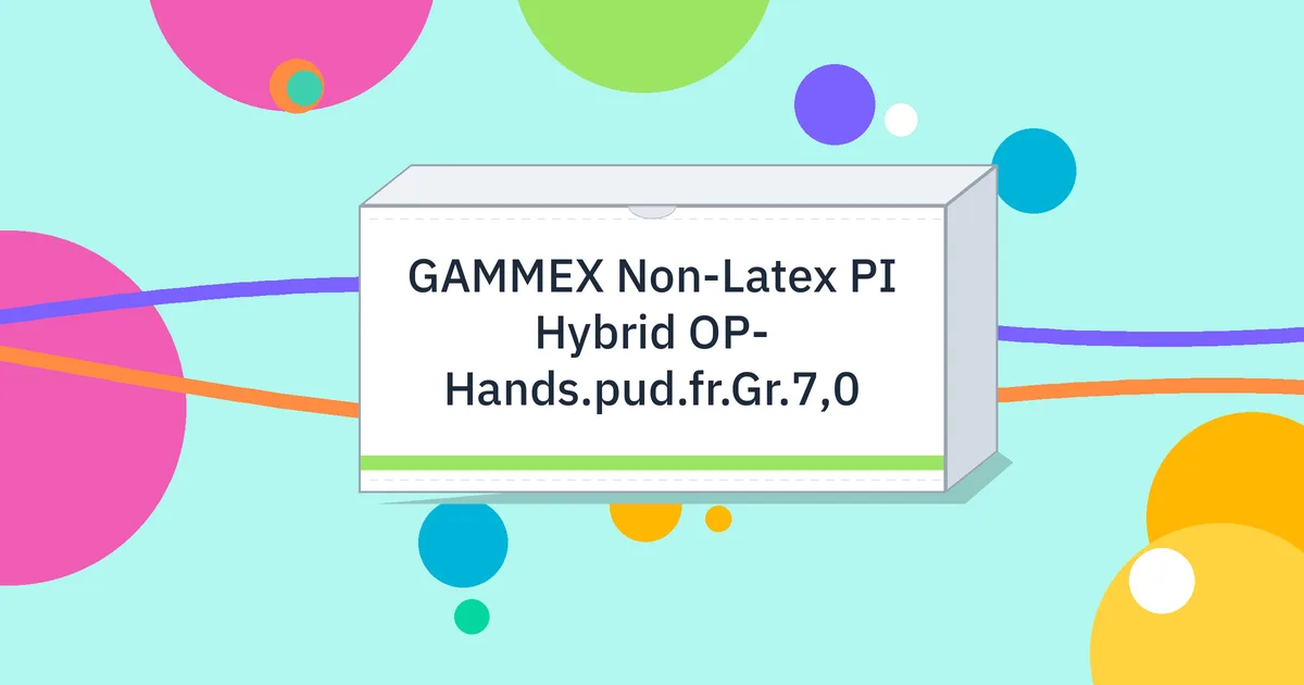 Symbolbild: Packung mit der Aufschrift GAMMEX Non-Latex PI Hybrid OP-Hands.pud.fr.Gr.7,0 (PZN 18337243) – Verfügbarkeit und Bezug in Apotheken in Frankfurt am Main