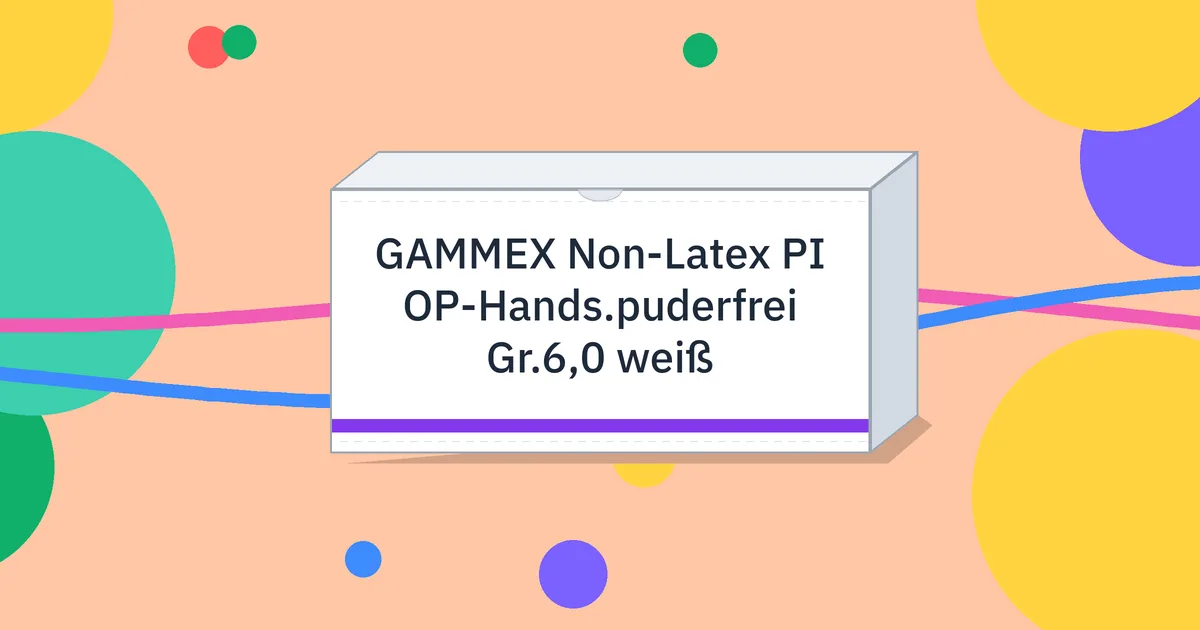 Symbolbild: Packung mit der Aufschrift GAMMEX Non-Latex PI OP-Hands.puderfrei Gr.6,0 weiß (PZN 11614610) – Verfügbarkeit und Bezug in Apotheken in Frankfurt am Main