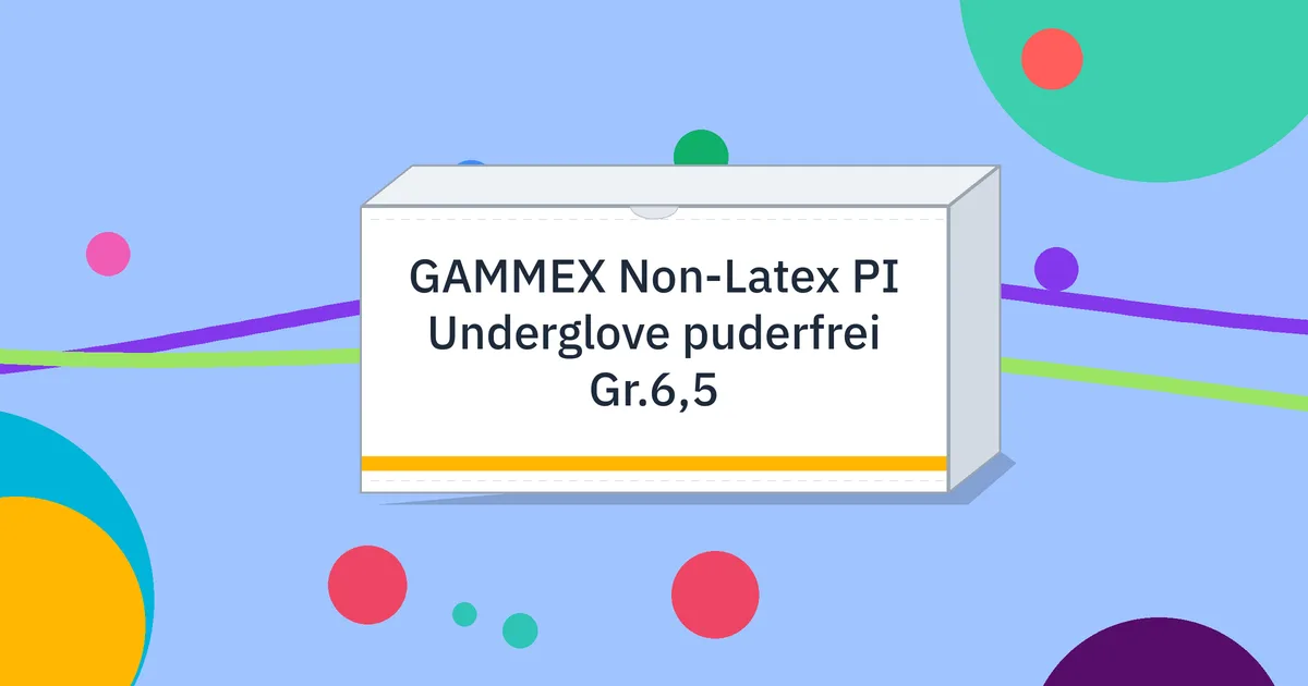 Symbolbild: Packung mit der Aufschrift GAMMEX Non-Latex PI Underglove puderfrei Gr.6,5 (PZN 11614751) – Verfügbarkeit und Bezug in Apotheken in Frankfurt am Main