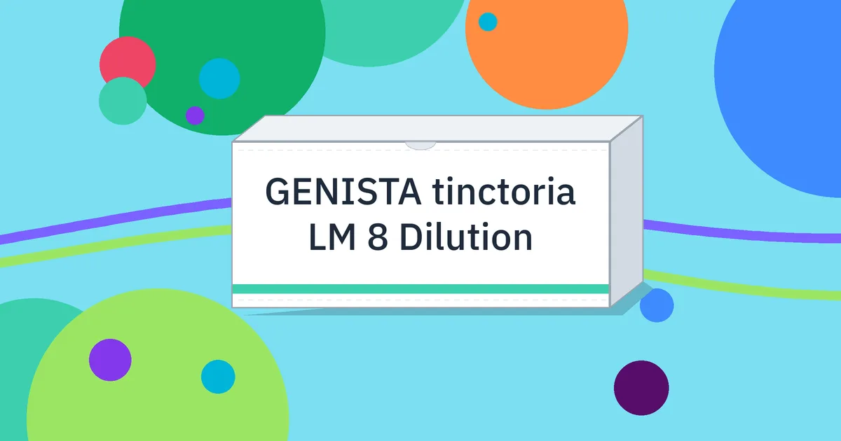 Symbolbild: Packung mit der Aufschrift GENISTA tinctoria LM 8 Dilution (PZN 13499403) – Verfügbarkeit und Bezug in Apotheken in Frankfurt am Main