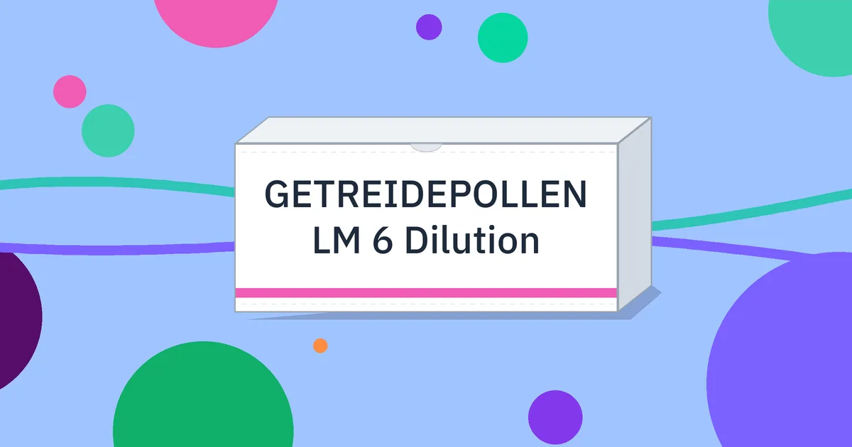 Symbolbild: Packung mit der Aufschrift GETREIDEPOLLEN LM 6 Dilution (PZN 12877530) – Verfügbarkeit und Bezug in Apotheken in Frankfurt am Main