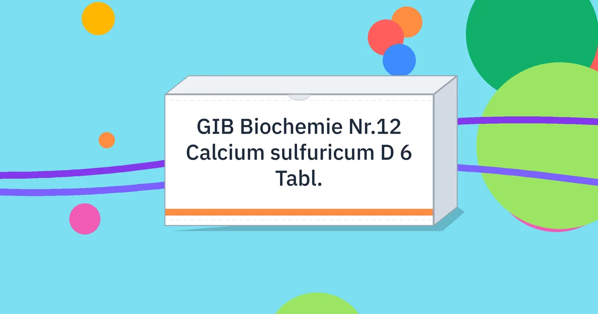 Symbolbild: Packung mit der Aufschrift GIB Biochemie Nr.12 Calcium sulfuricum D 6 Tabl. (PZN 08481683) – Verfügbarkeit und Bezug in Apotheken in Frankfurt am Main
